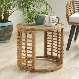 Boho End Table, Handcrafted Woven Coffee Table, Round Side Table - Bed ...