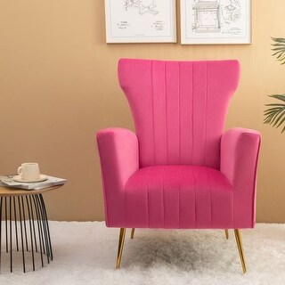 Rose Red Velvet Accent Wingback Arm Chair with Gold Legs - Bed Bath ...