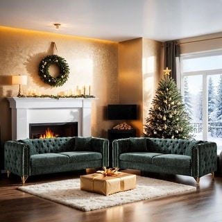 Elegant Chenille Pull Buckle Design Sofa for Living Room, Buttons ...