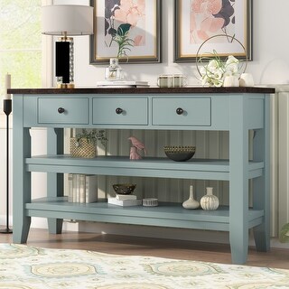 48'' Console Table with 3 Drawers and 2 Shelves for Living Room-Green ...