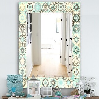 Designart 'Vintage Snowflakes In Turquoise and Yellow' Bohemian and ...