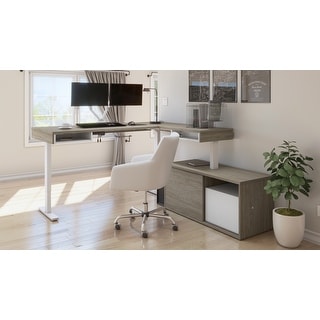 Bestar Pro-Vega 81W L-Shaped Standing Desk with Monitor Arm and ...