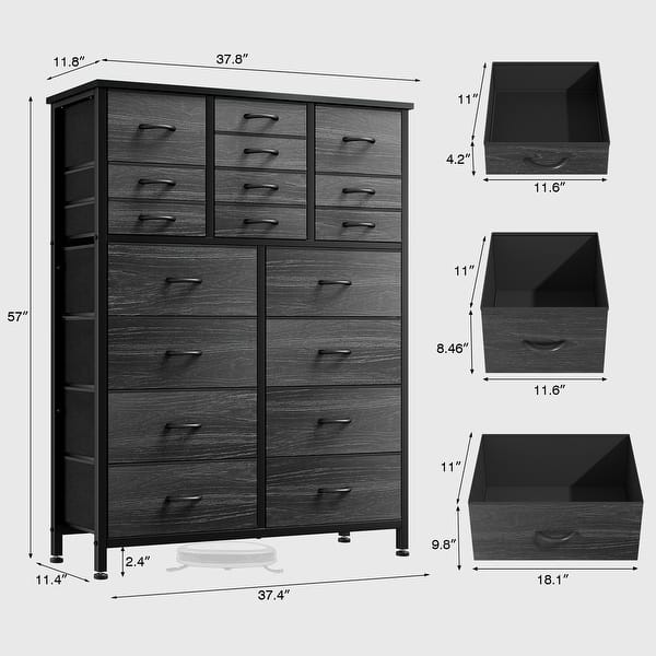 18 Drawer Dresser Fabric Tall Dressers for Bedroom Chest of Drawers ...