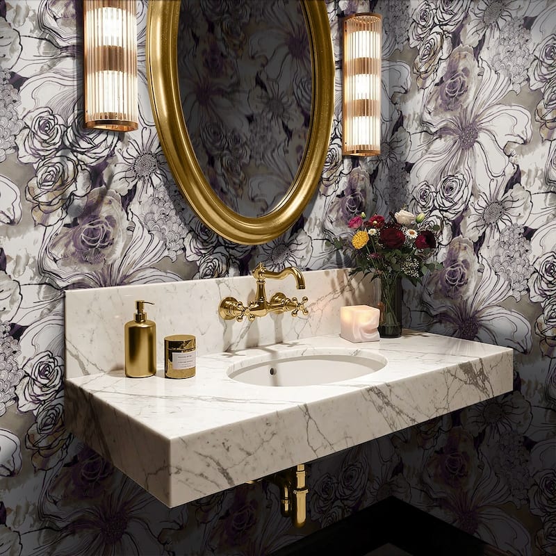 Harry & Grace Ink Rose Peel and Stick Wallpaper - Overstock - 36661001