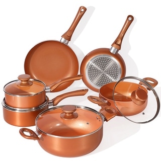 10-Piece Copper Ceramic Nonstick Cookware Set - Bed Bath & Beyond ...