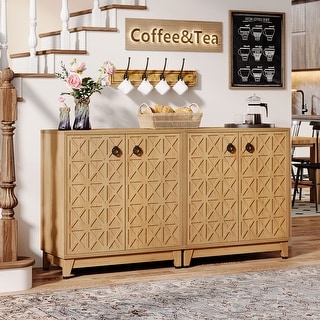 57 Inch Sideboard Buffet Storage Cabinet with Adjustable Shelves for ...