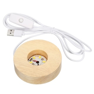 LED Light Round Wooden 3.15" Warm White Light Display Base Stand Wood ...