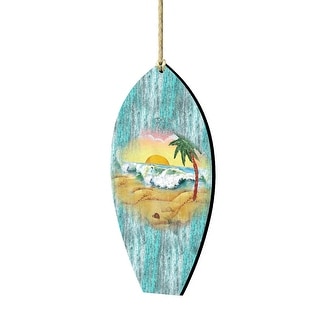 Set of 2 Surfboard Beach Scene Wooden Christmas Ornaments 5.5" - Bed ...