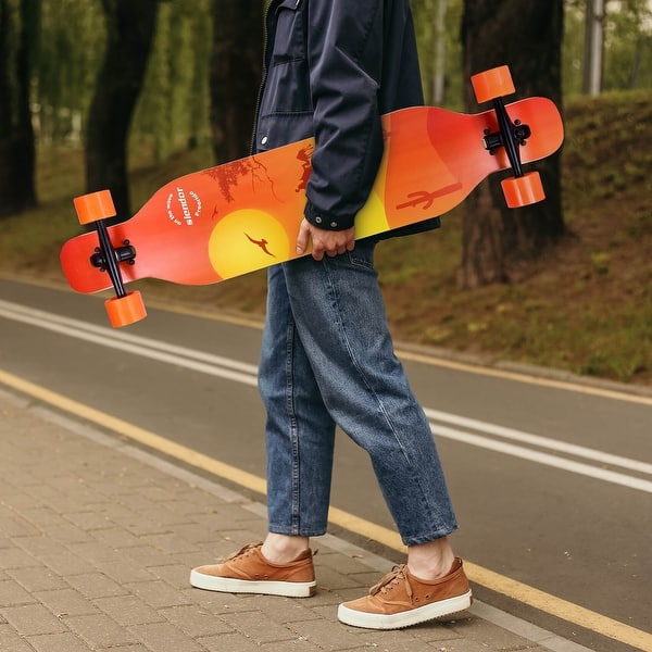 42 in. Desert Longboard Skateboard Drop Through Deck Complete Maple ...