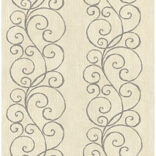 Seabrook Designs Ansel Striped Scroll Unpasted Wallpaper - Bed Bath ...