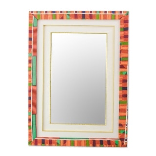 Novica Handmade Kente Reflection Cotton And Wood Wall Mirror - Bed Bath ...