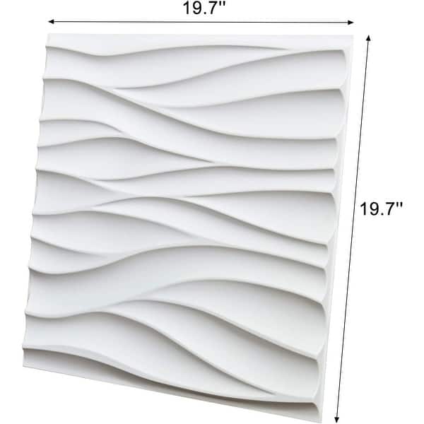Art3d 19.7''x19.7'' PVC 3D Wall Panels,White Wave Design,12 Panels,32sq ...