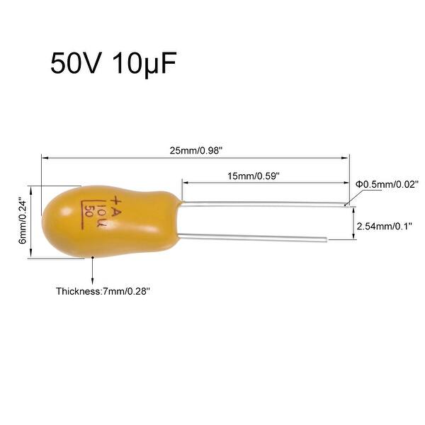 10uF Tantalum Capacitor, 50V 2 Pin Radial Dipped Tantalum Bead ...