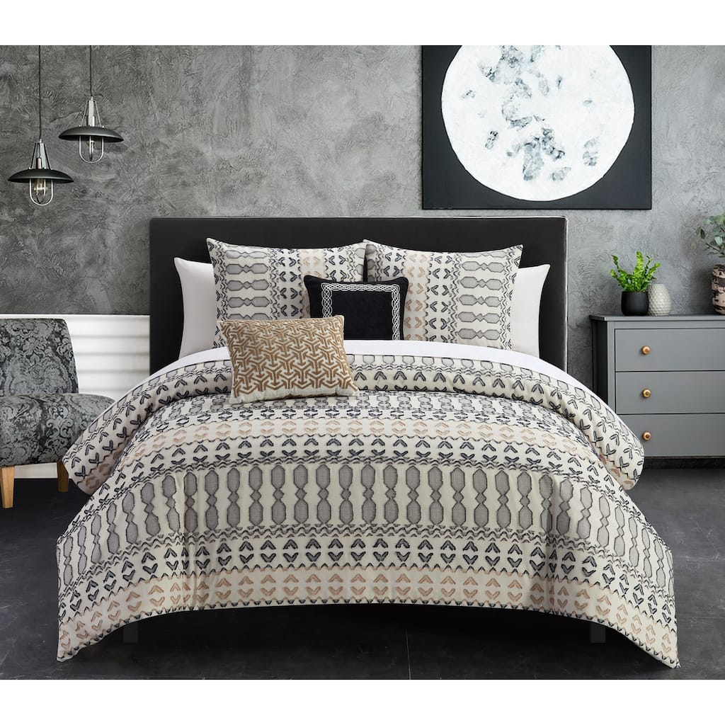 Chic Home Liliana 9 Piece Geometric Striped Pattern Bed In A Bag ...