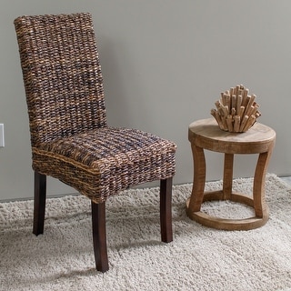 Dining Chairs with Handwoven Abaca Design and Mahogany Frame - Rustic ...