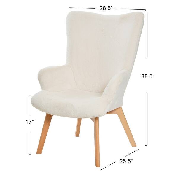 Napster Fuzzy Plush Upholstery Wingback Arm Chair with Solid Wood Legs ...