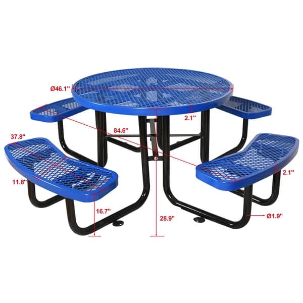 Round Outdoor Steel Picnic Table with Umbrella Pole - Bed Bath & Beyond ...