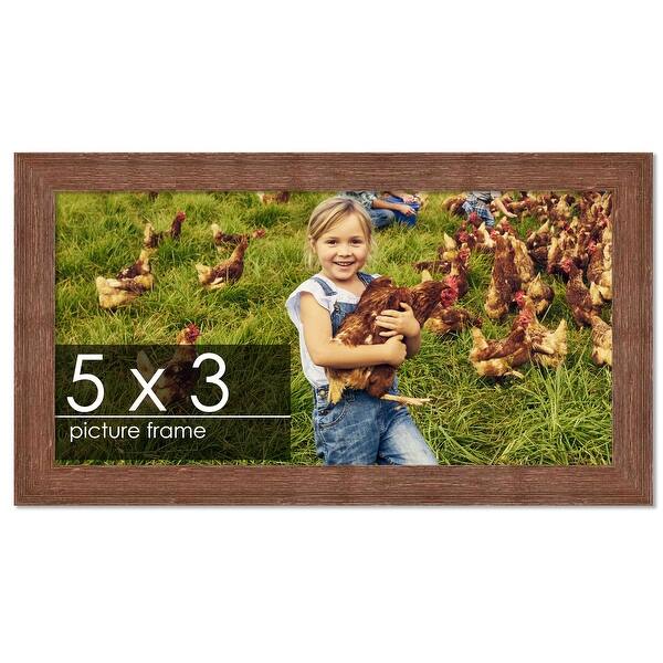 5x3 Frame Brown Barnwood Picture Frame with UV Acrylic Glass, Foam ...