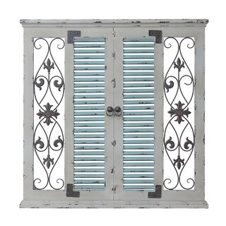 Wooden Scroll Window Shutter Home Wall Decor with Metal Scrollwork ...