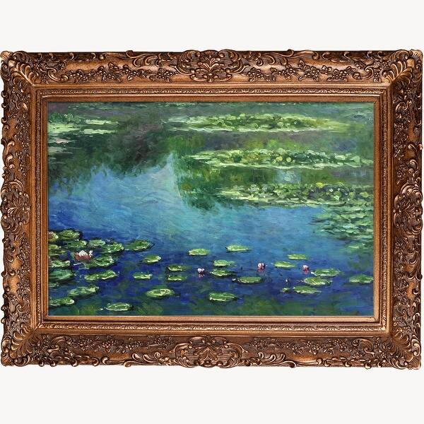 Claude Monet 'Water Lilies' Hand Painted Oil Reproduction - Bed Bath ...