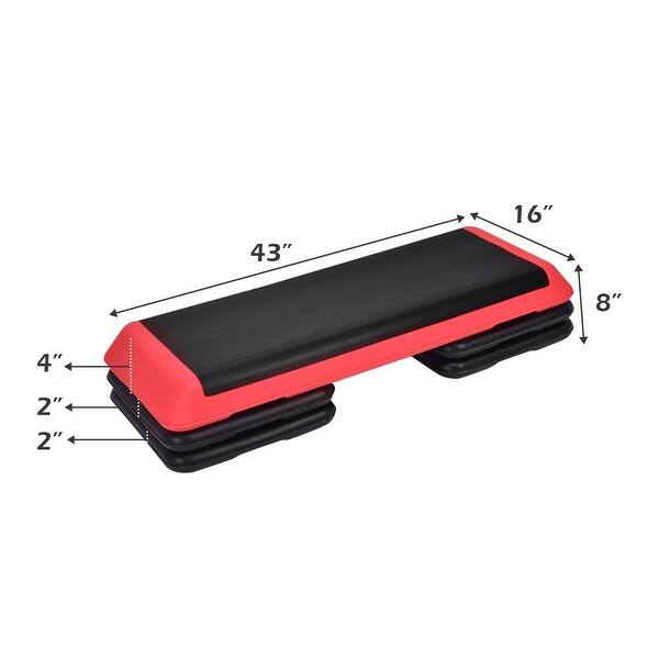 Costway Fitness Aerobic Step 43'' Cardio Adjust 4'' - 6'' - 8'' - Bed ...