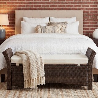 43.5'' Flip-Top Wicker Upholstered Storage Bench with Arch Base ...