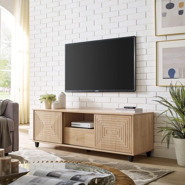 Mile Wood and Rattan Media Console - On Sale - Bed Bath & Beyond - 37784448