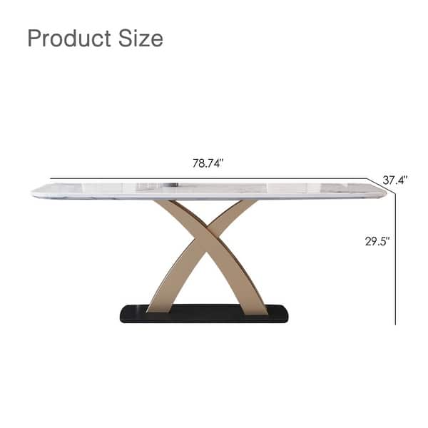 Contemporary White Rectangular Sintered Stone Dining Table Base Dinner ...