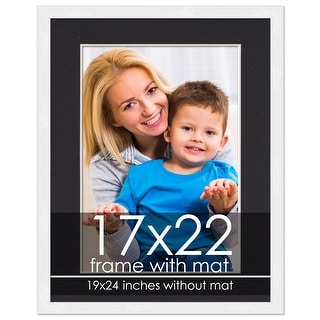 17x22 Frame with Mat - White 19x24 Frame Wood Made to Display Print or ...