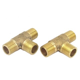 2 Pcs Brass 1/4BSP Thread Equal 3 Way T Shaped Tee Connectors Adapters ...