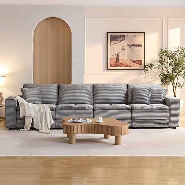 4 Seats Oversized Sectional Sofa L Shaped Corner Couch with Detachable Seat Back Cushion Grey Bed Bath Beyond 41065240