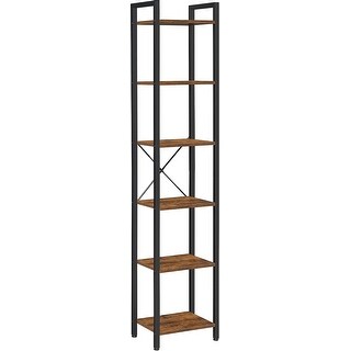 6-Tier Tall Bookshelf, Skinny Book Shelf ,Brown and Black - Bed Bath ...
