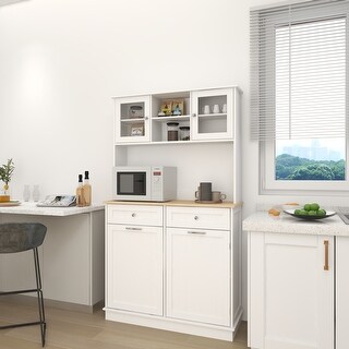 Kitchen Pantry Cabinet with 3 Adjustable Shelves, 2 Drawers and 1 Tilt ...