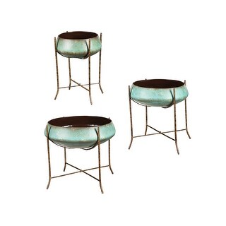 Oversize Metal Verdigris Planter on Stand (Set of 3) - Bed Bath ...