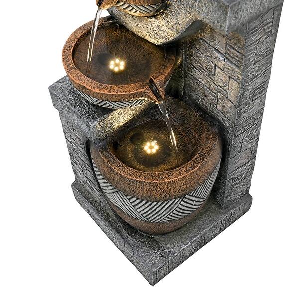 42.5'' Pot Water Fountain with Lights Resin Water Feature - Bed Bath ...