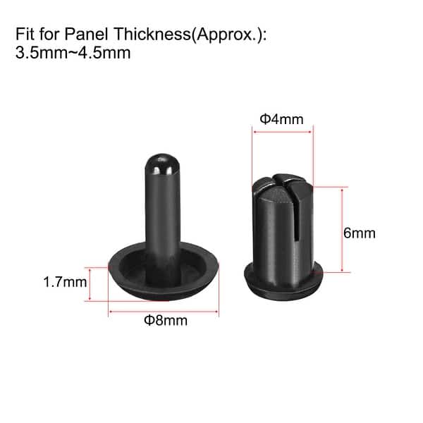 Push Clips Rivets PCB Circuit Panel Nylon Fasteners Black 100 Pcs - Bed ...