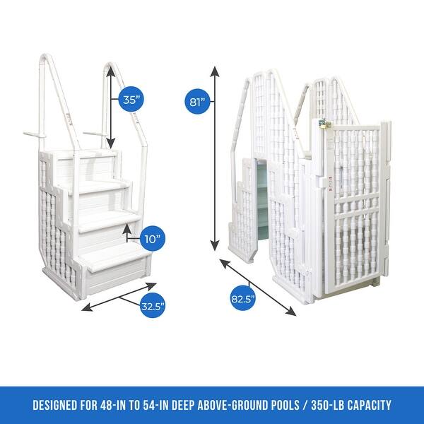 Easy Pool Step Entry System w/ Gate - 32.5 in. W x 82.5 in. D x 81 in ...
