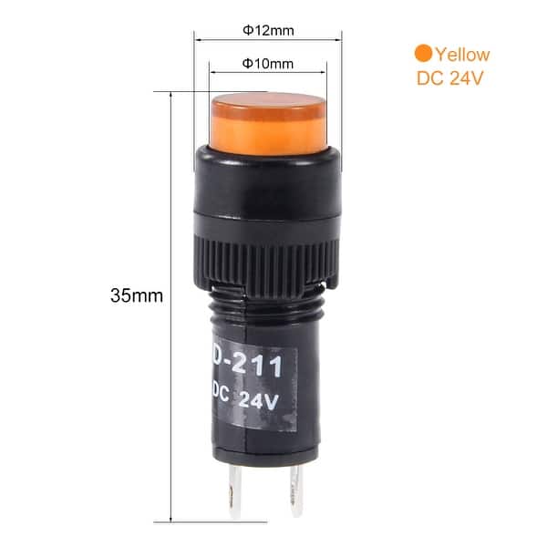 Indicator Lights DC 24V, Neon Bulb, Flush Panel Mount, 10Pcs - Bed Bath ...