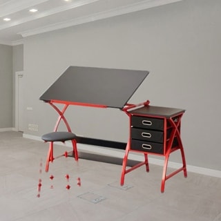 Multi-Functional Drafting Table with Adjustable Angle, Crossed Legs ...