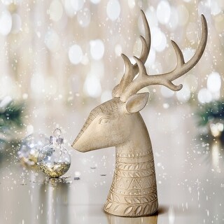 16" Resin Scandi Buck Deer Bust W/Laurel - Bed Bath & Beyond - 34663237