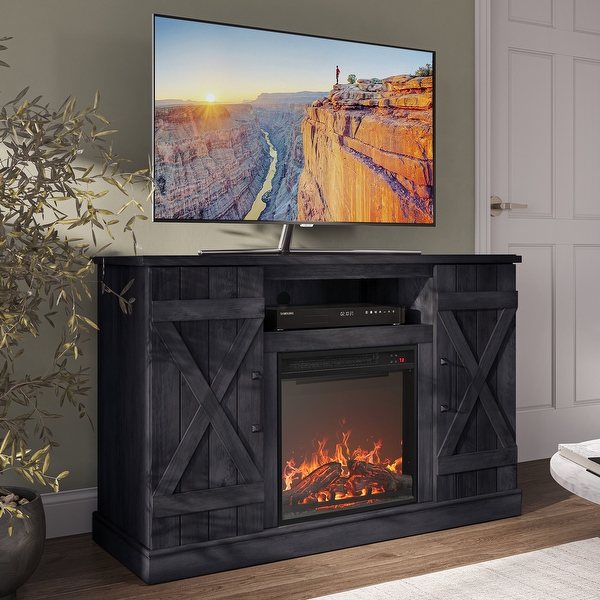 Rustic grey tv stand with fireplace store