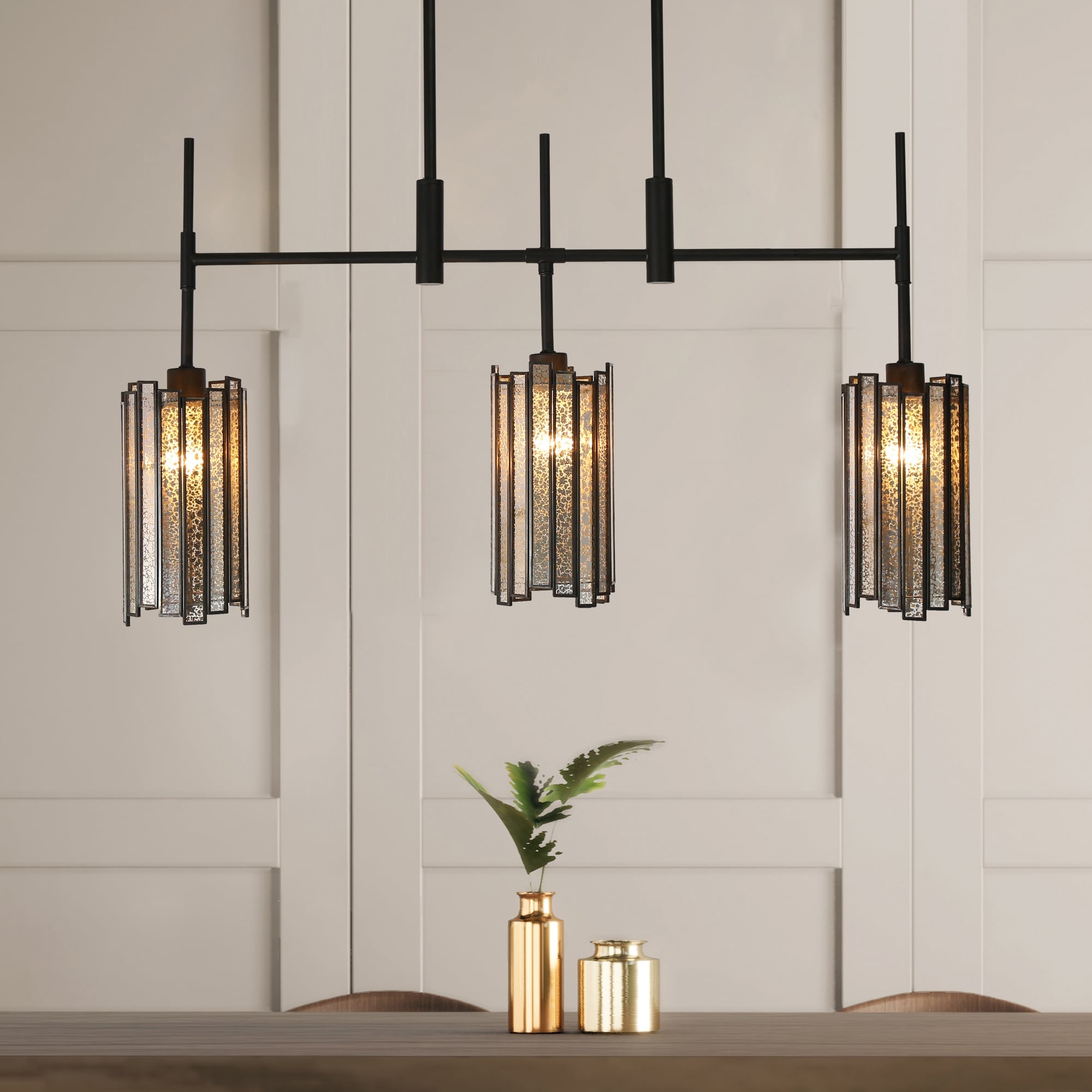Haye Modern Gold Brass 5-Light Chandelier Seeded Glass Kitchen Island ...
