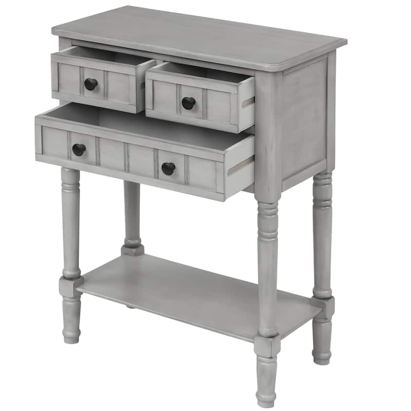 Narrow Console Table with Three Storage Drawers and Bottom Shelf ...