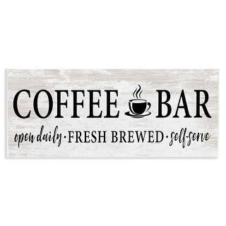 Stupell Coffee Bar Cafe Sign Rustic Pattern Kitchen Wood Wall Art ...