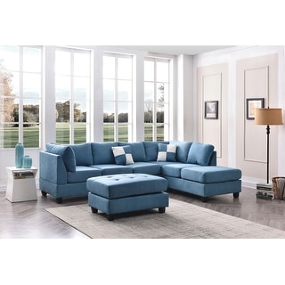 Microfiber Blend Sectional Sofa with Pocket Coil Springs and Tufted ...