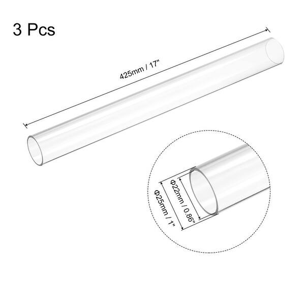 Plastic Pipe Rigid Tube Clear 0.86"(22mm) ID 1"(25mm) OD 17" (425mm ...