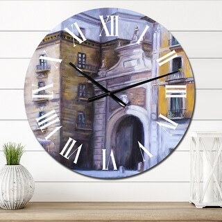 Designart 'Architectural Arc In Italian City' Colonial wall clock - Bed ...