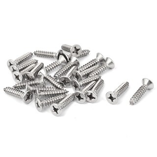 M5.5 x 25mm Phillips Flat Head Self Tapping Screw Silver Tone 25 Pcs ...