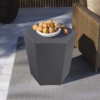 Outdoor 24-inch Concrete Accent Side Table - Bed Bath & Beyond - 39167776