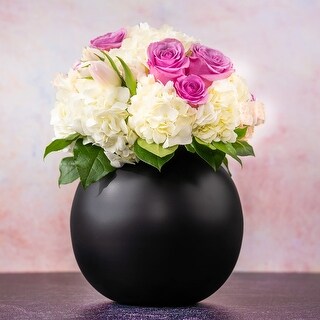 Matte Black Vase - Contemporary Black Flower Vase for Black Decor ...
